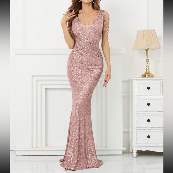 Dresses | Luxe Mermaid Hem Party Formal Evening Sequins Dress | Poshmark